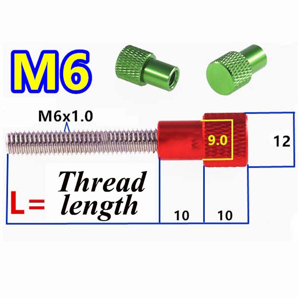 M6 Colourful Knurled Thumb Screws With Steps Hand Grip Knob Bolts Round ...