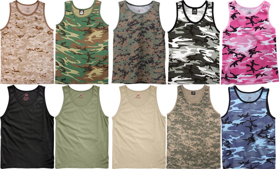 Camo Tank Top Sleeveless Muscle Tee Camouflage Tactical Army Military A ...