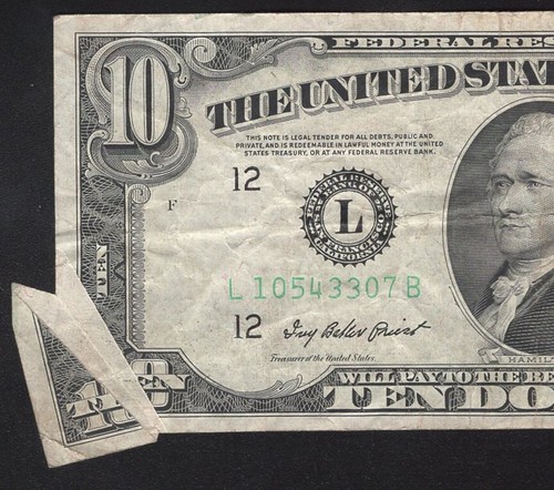 1950-A $10 BUTTERFLY ERROR (( SAN FRANCISCO )) FEDERAL RESERVE NOTE FRN ...