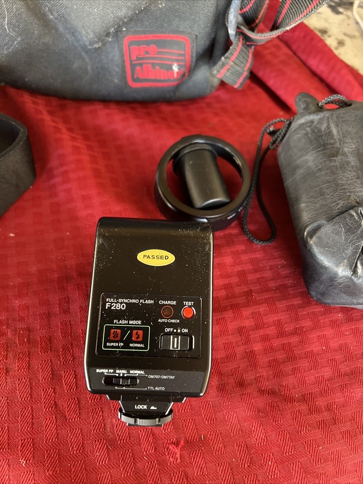 ~ Vintage Olympus OM77AF Camera + F280 Flash + Case ~ | eBay