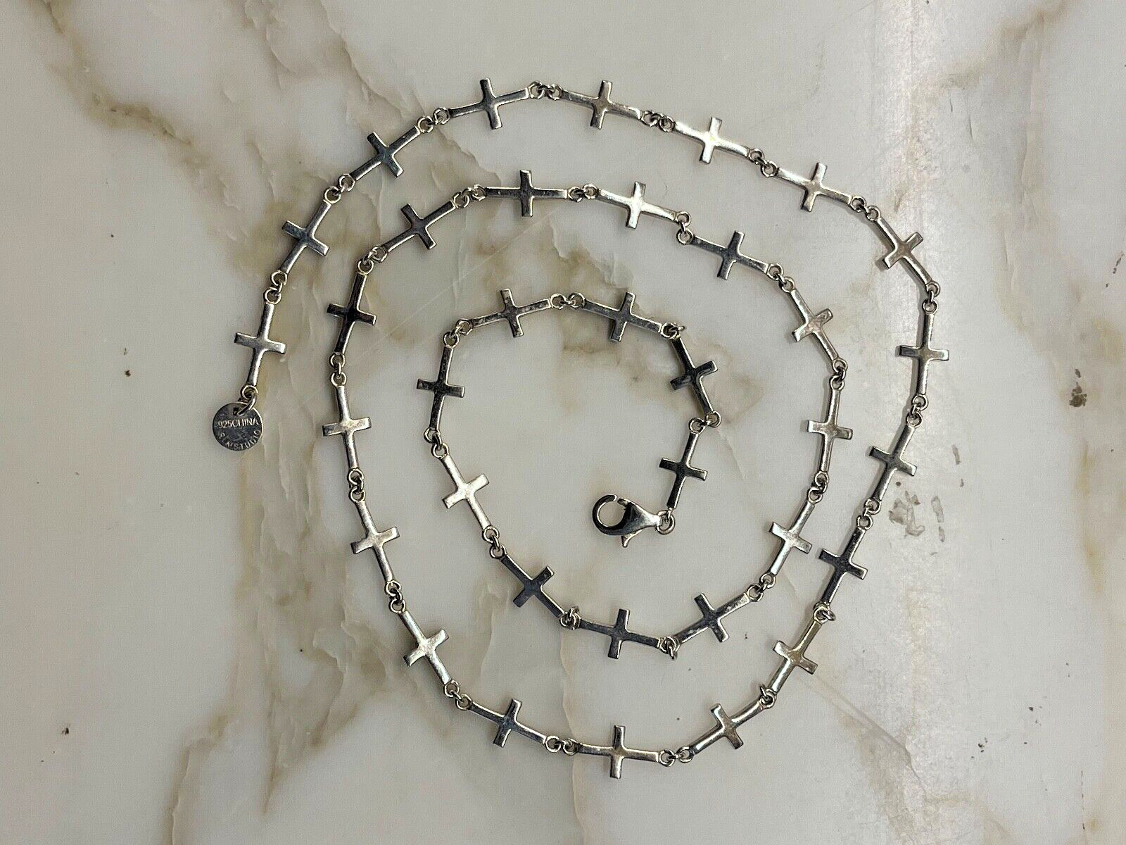 RLM Studios Sterling Silver Cross Link necklace - 24" - Gem