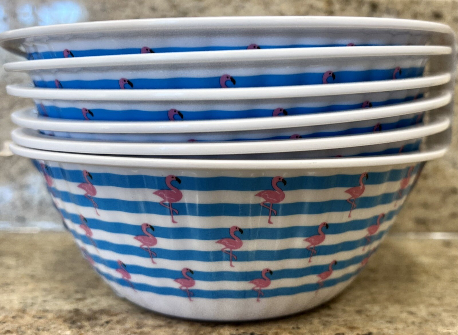 Nicole Miller Pink Flamingo Melamine Cereal Bowls Set Of 6 Paper Plate ...
