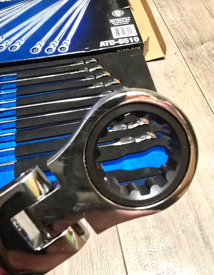 ATD 10pc XL Double Box METRIC Ratcheting Spline Flex Wrench Set w/Foam ...