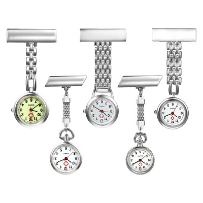Clip on Nurse Watch Pin Brooch FOB Silver Quartz Analog Watch for ...