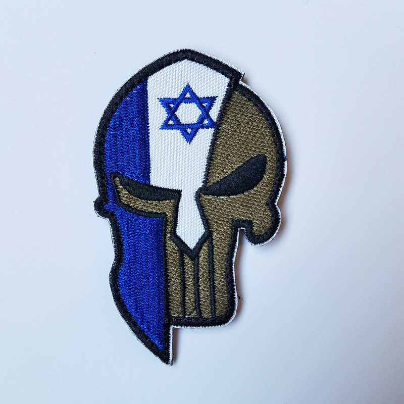 2PCS/SET SPARTAN HEAD SKULL ISRAEL COUNTRY FLAG ISRAELI FLAG HOOK&LOOP ...