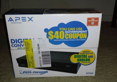Apex DT250A Digital TV Converter Box w/ Analog Pass-Through With Remote ...