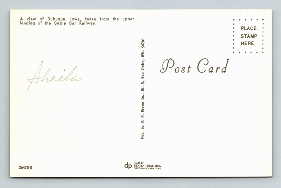 Dubuque IA-Iowa, View From Cable Car Railway Vintage Souvenir Postcard ...