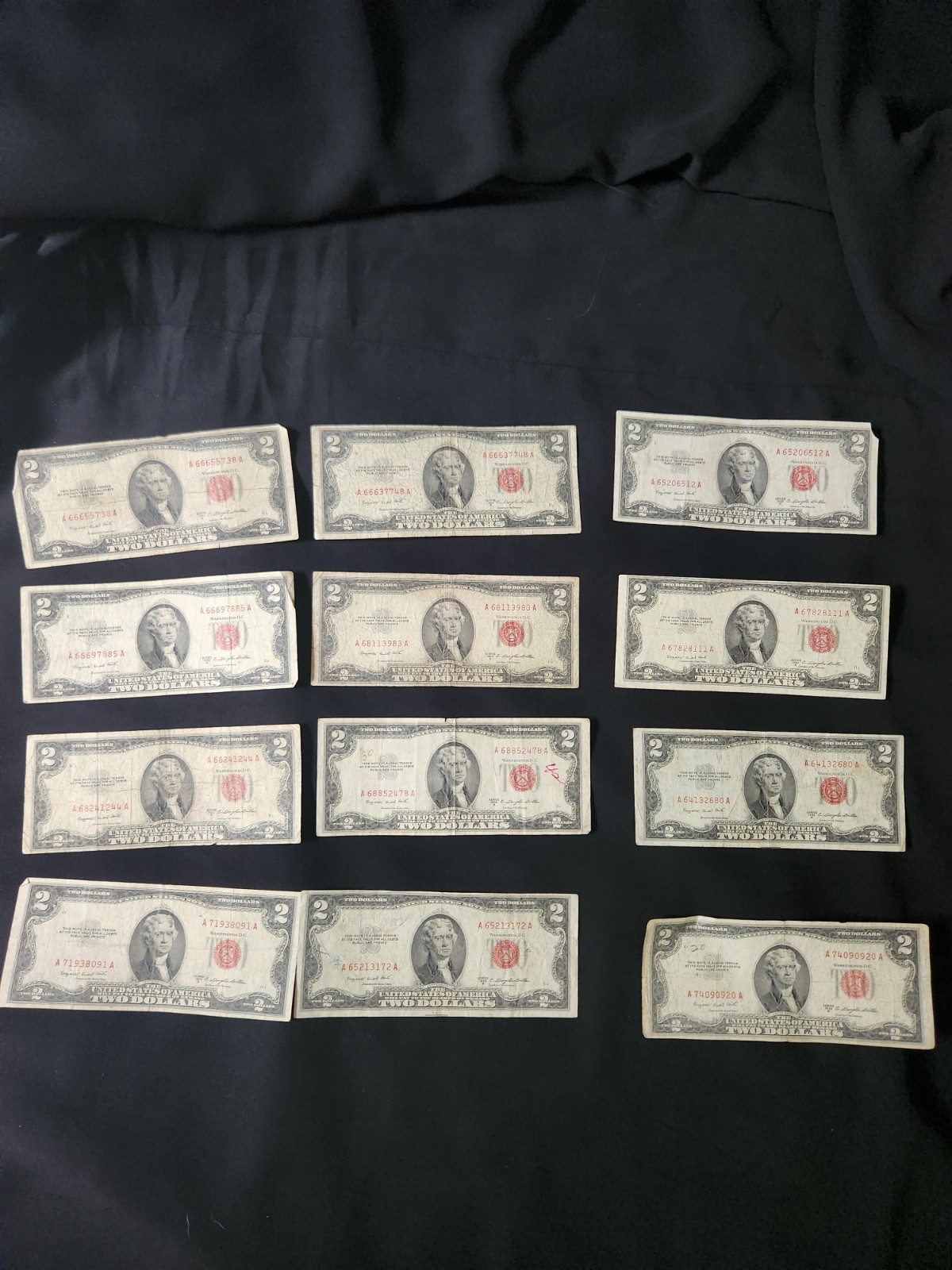 Lot of (12) TWELVE 1953 B Red Seal $2 Two Dollar Bill Notes | eBay