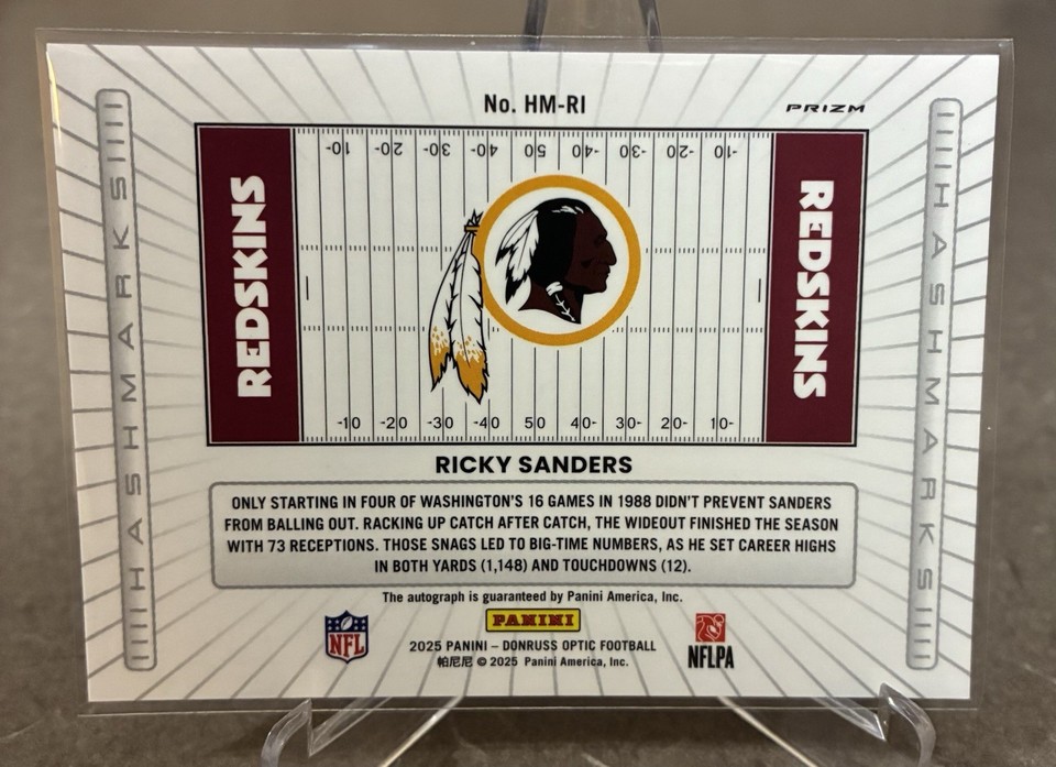 2025 Donruss Optic Football Ricky Sanders Hashmarks Auto Washington ...