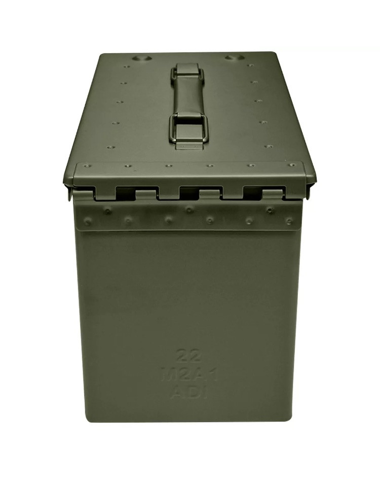 .50 Cal New Metal Ammo Box Military Storage Container Olive Green Clasp ...