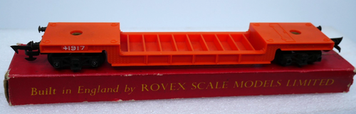 Tri-ang Hornby R.118 R118 HO OO Orange Boogie Well Wagon Depressed Flat ...