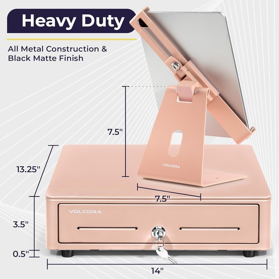 Cash Register Drawer & Tablet Stand with Lock for (POS) Point of Sale ...