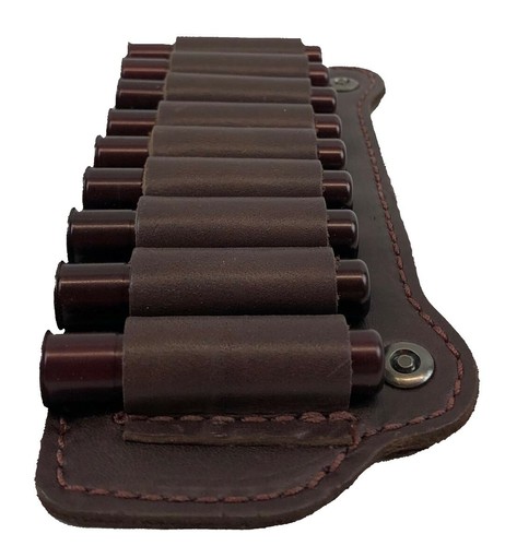 Real Leather SHOTGUN SHELL AMMO BELT SLIDE POUCH Fits 410 Gauge Shells ...