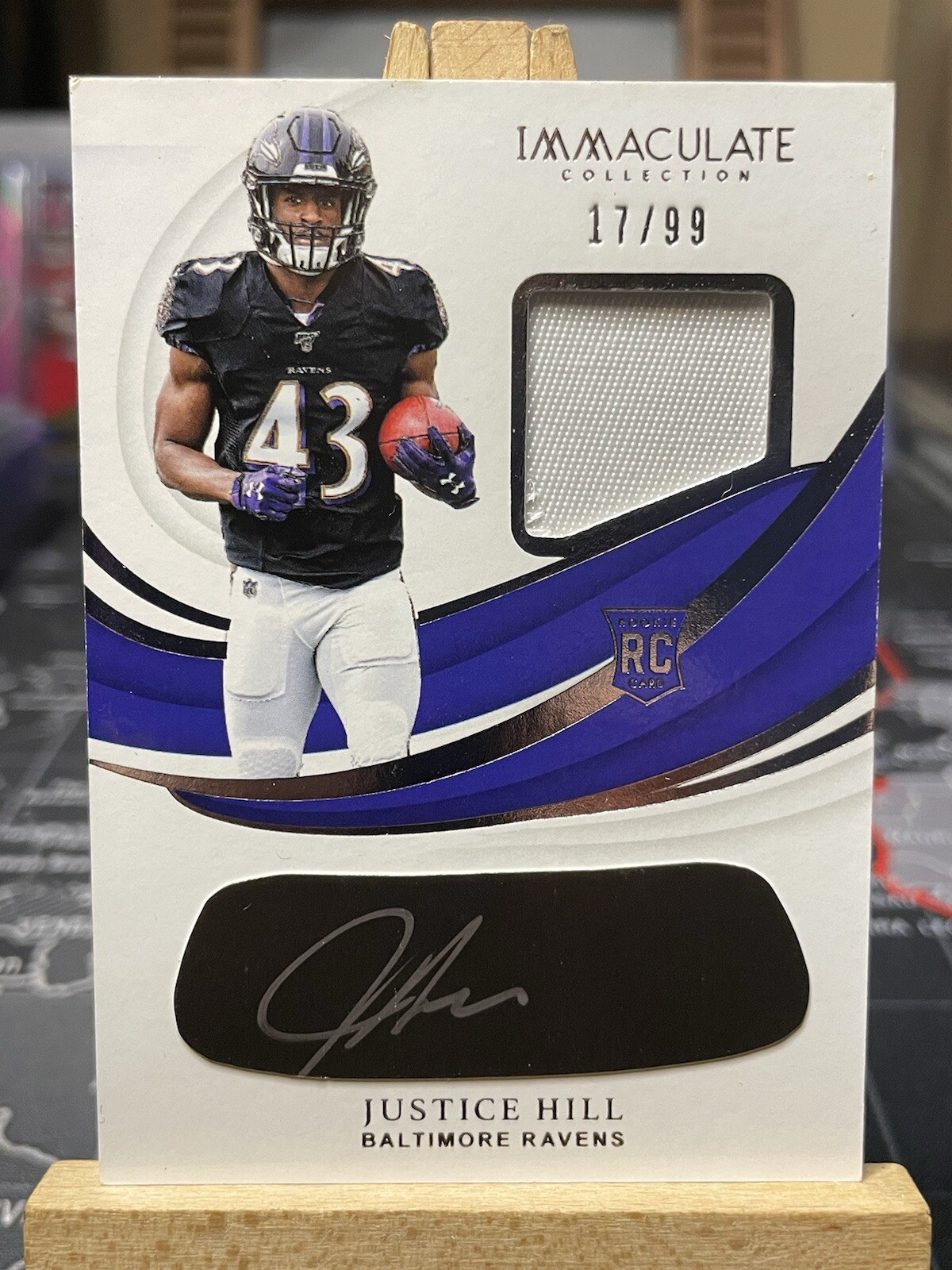 Justice Hill 2019 Immaculate #REB-JHI Immaculate Rookie Eye Black ...