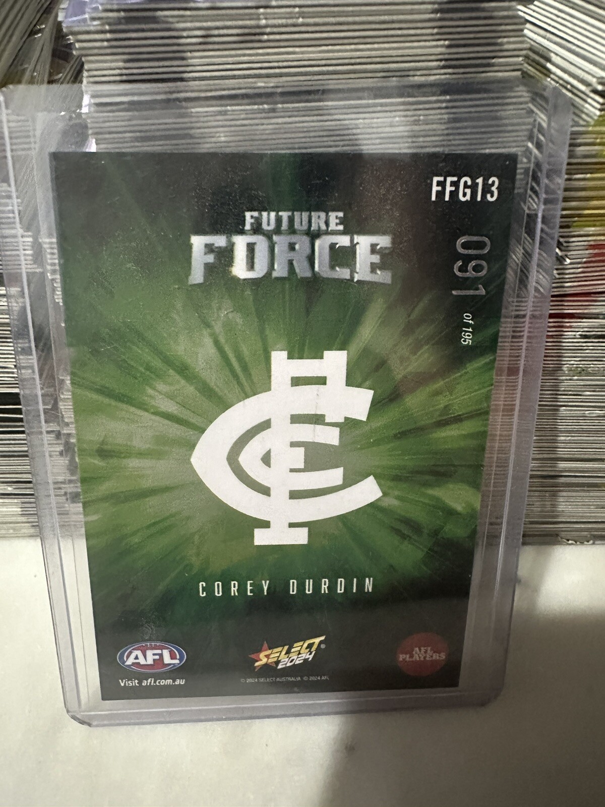 Corey Durdin Future Force Green (91/195) Select 2024 Carlton Blues | eBay