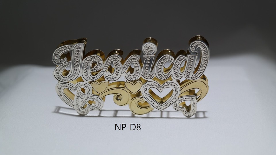 PERSONALIZED DOUBLE NAME PLATE (10k,14k,Fine Silver gold overlay) | eBay