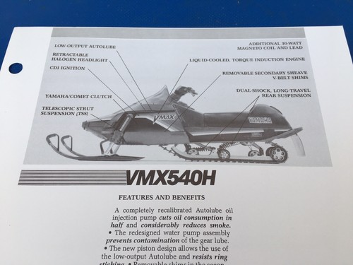 1984 Yamaha Vmax 540 V-Max 540 Snowmobile Dealer Only Brochure Advert ...
