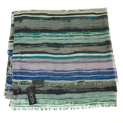 CEJON Neck Scarf Wrap Fringe Striated Stripes Oversize Shawl BOHO 40 x ...