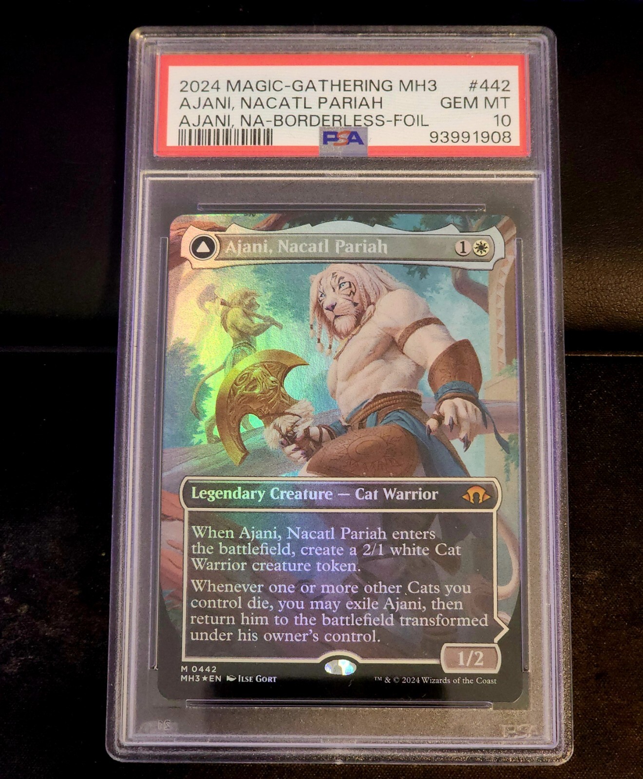 MTG Ajani, Nacatl Pariah/Avenger Borderless FOIL MODERN HORIZONS 3 PSA ...