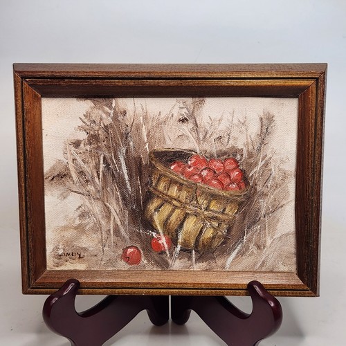 Vtg Framed Canvas Fall Apples Autumn Oil Painting 6x8 Signed | eBay