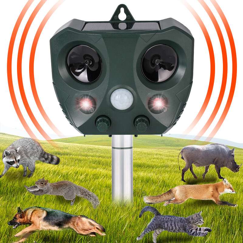 4PCS Animal Repeller Ultrasonic Outdoor Solar Power Pest Cat Mice Deer ...