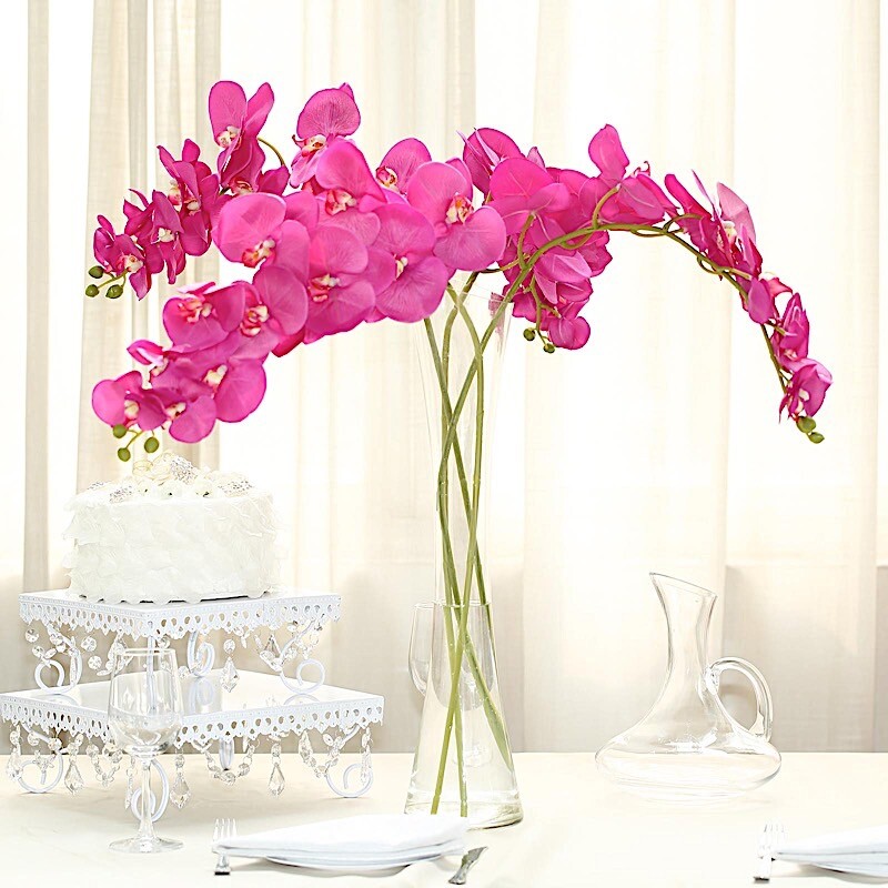 2 pcs 40-Inch tall Artificial Faux Silk Orchid Flowers Sprays Stems ...