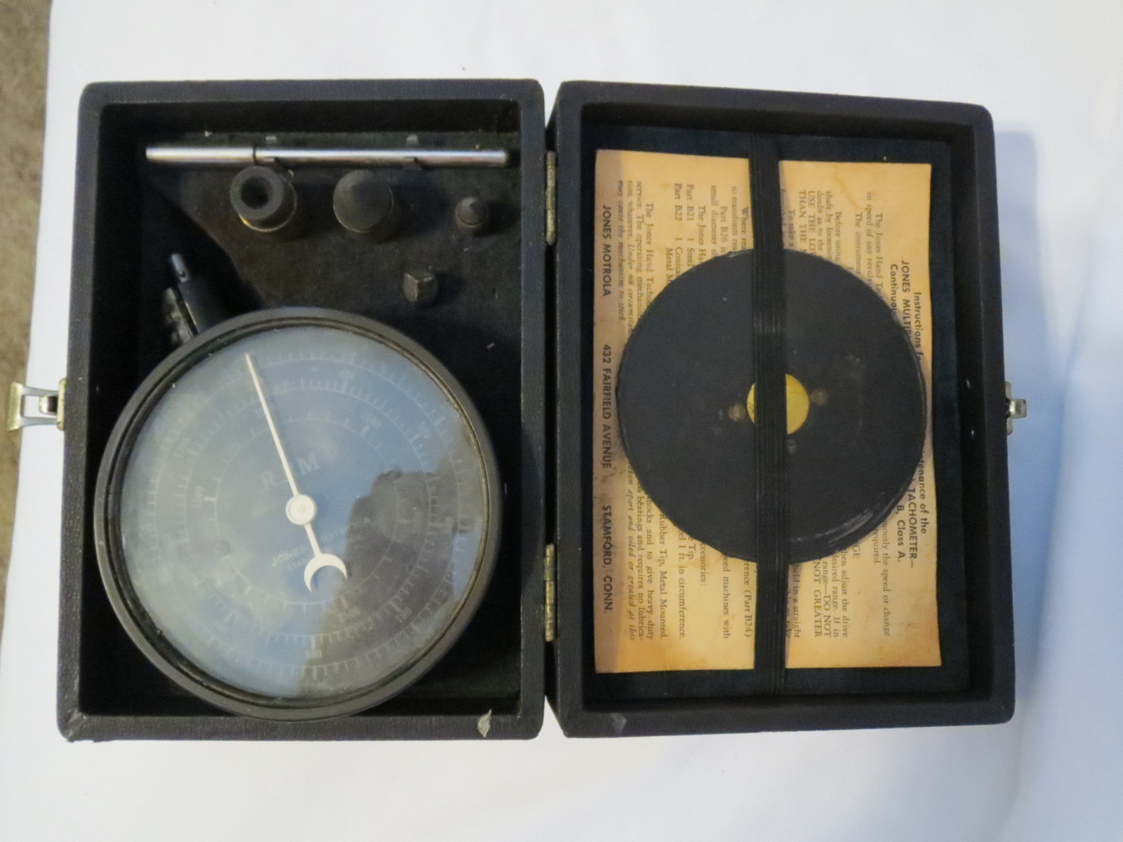 JONES MOTROLA 18T22 MULTI RANGE Precision RPM Tachometer Hand Held Kit ...