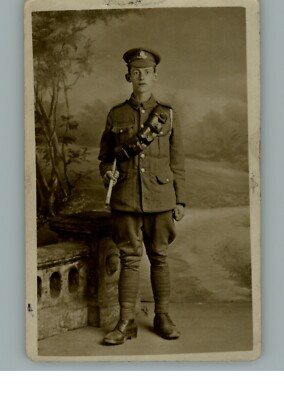 0118. WW1. Artillery Soldier with |Riding Crop or Swagger Stick. Studio ...