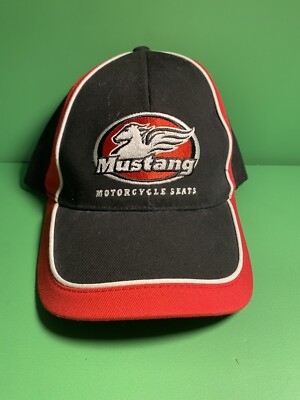 Vintage Embroidered Red Black BaseBall Cap Hat Mustang Motorcycle Seats ...