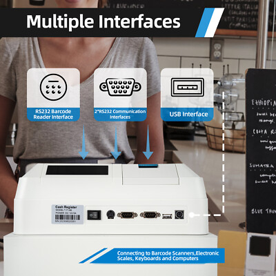 Electronic Cash Register POS Casher 8 Digital LED 48 Keys with Drawer ...