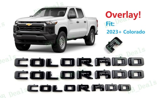 OVERLAY 3PCS Gloss Black Door Rear Colorado Emblems Letters Fit 2023 ...