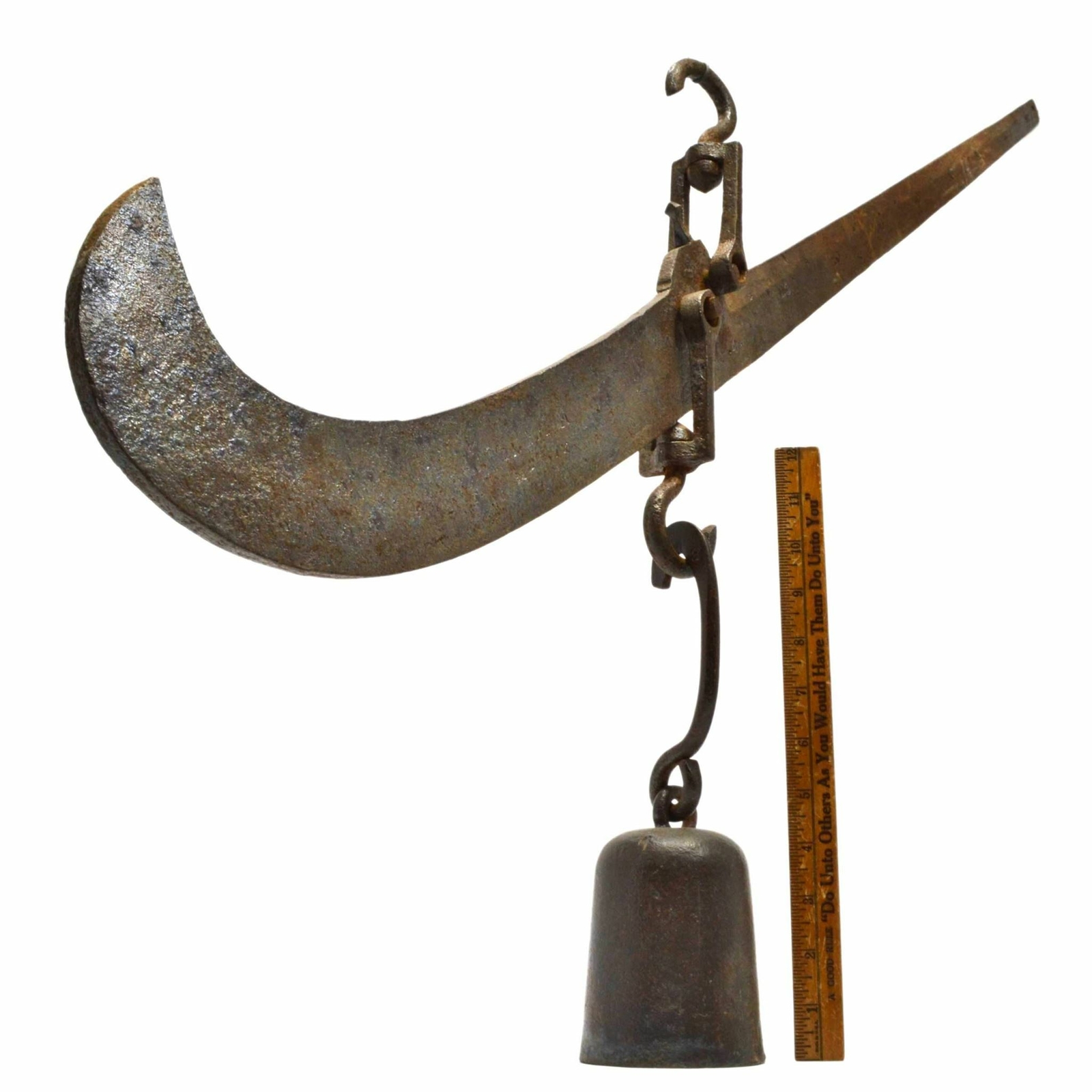 Antique CAST IRON STEELYARD SCALE / BEAM BALANCE 0-80 Range w/ ORIGINAL ...