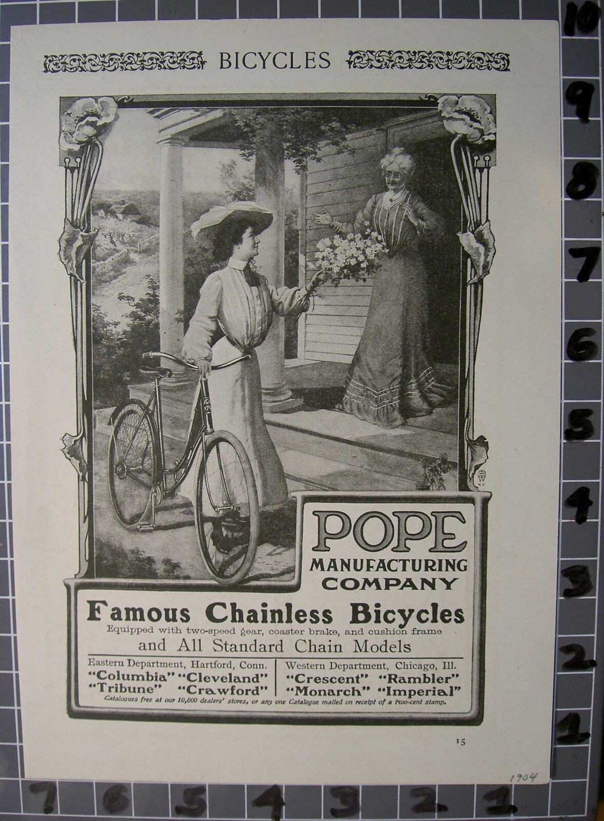 1904 POPE BICYCLE BIKE VICTORIAN HFORD CHICAGO COUNTRY CHAINLESS ...