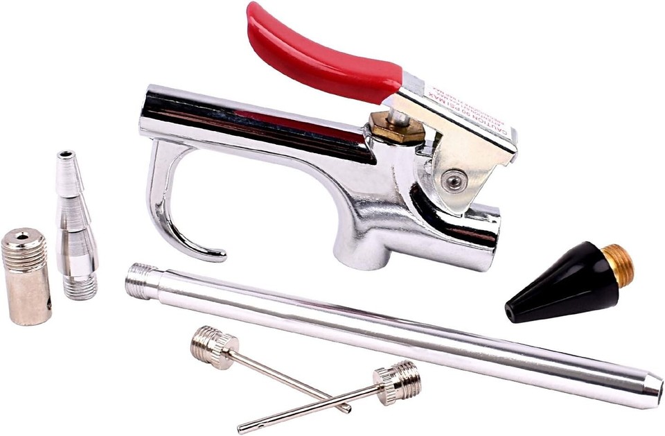 Air Blow Gun Accessory Kit with 5 Nozzles - 7 Pieces Air Compressor ...