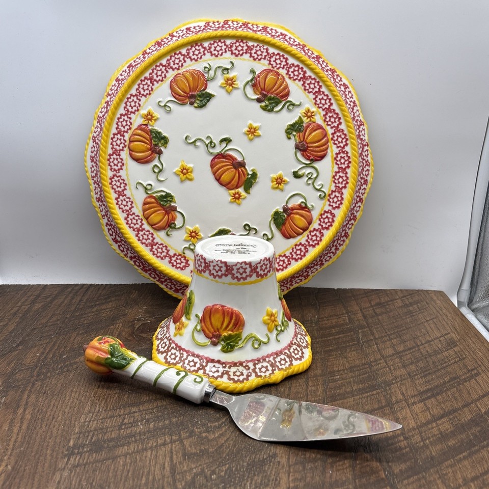 Temptations by Tara pumpkin patch serving platter with dip bowl and ...