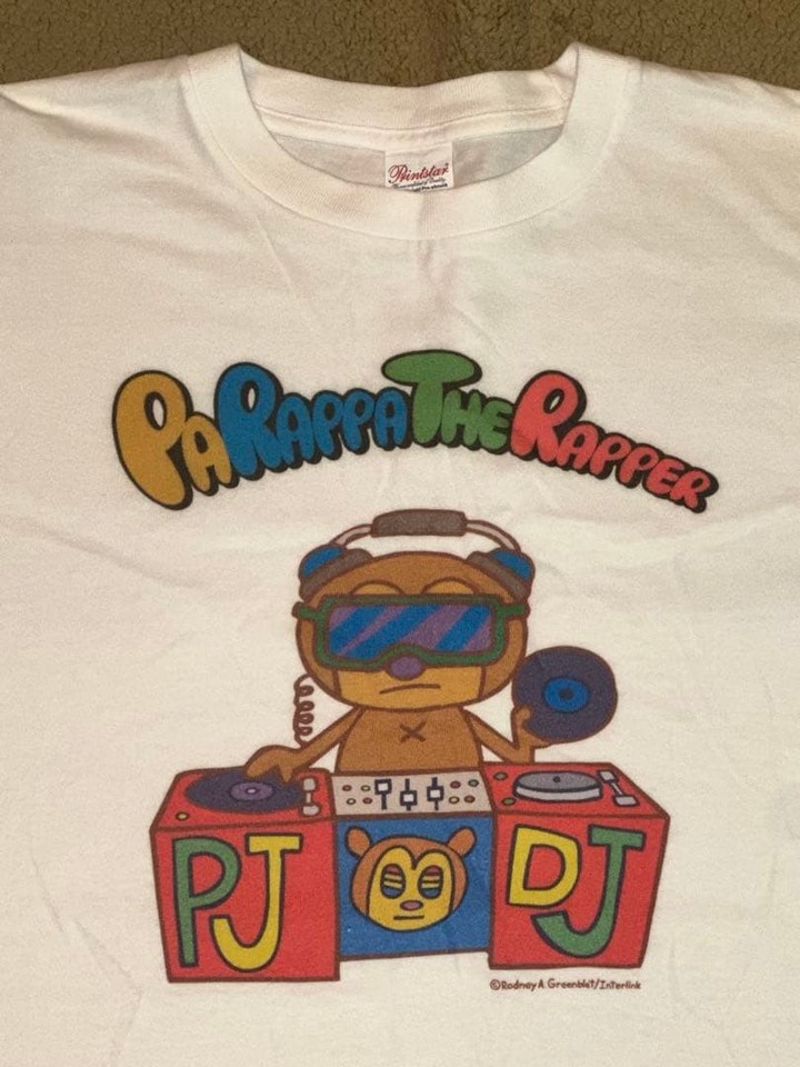 PaRappa The Rapper White Cotton TShirt Cartoon Character Print ...