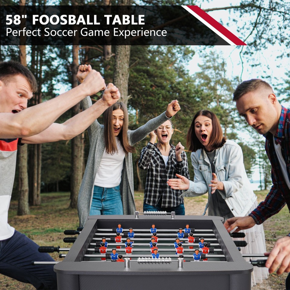 58" Foosball Soccer Table Full Size Arcade Game Room Heavy Duty Leg ...
