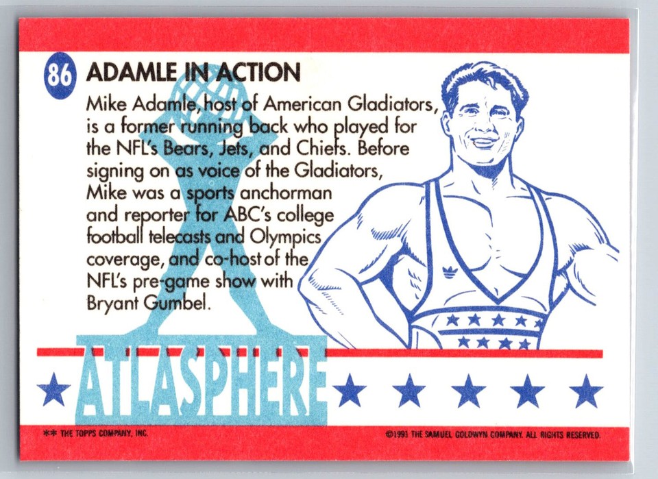 1991 Topps American Gladiators Mike Adamle In Action #86 | eBay