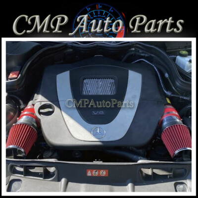 RED DUAL AIR INTAKE KIT FOR 2008-2012 Mercedes Benz C300 3.0L V6 ENGINE ...
