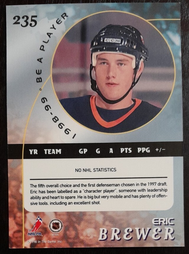 1998 - 1999 ITG Be A Player Eric Brewer Gold Series #235 Hockey Card | eBay