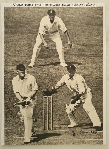 WILFRED RHODES VERY RARE 8 x 6 SIGNED AUTOGRAPH ENGLAND CRICKET LEGEND ...