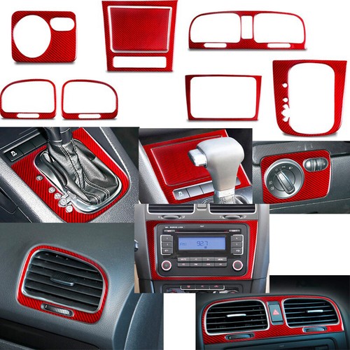 For VW Golf 6 MK6 GTI Red Carbon Fiber Interior Accessories Whole Kit ...