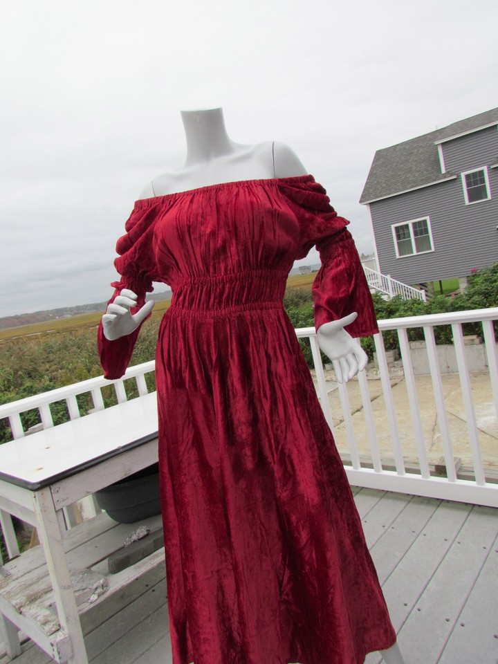 NEW L PYRAMID COLLECTION velvet peasant dress Renn wench medieval rust ...