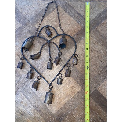 Large Primitive Cowbell Heart Goat Bell Wind Chime | eBay