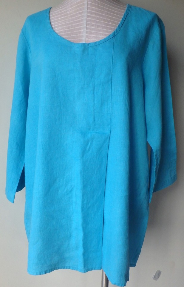 FLAX Designs LINEN Tucked Tunic 1G & 2G & 3G NWT Tunic AQUAMARINE | eBay