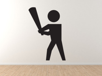 Sports Icon - Stickman Baseball Batter Little League - Vinyl Wall Decal ...