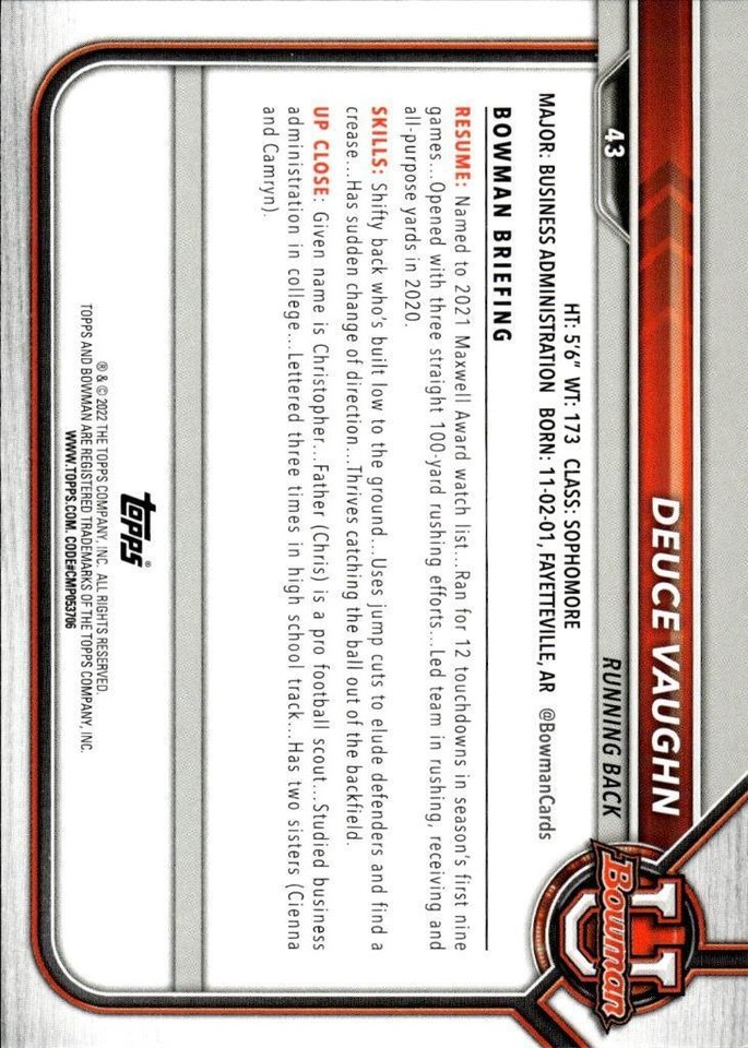 DEUCE VAUGHN CARD #43 BUY ANY 2 ITEMS FOR 50% OFF B200R4S14P18 | eBay