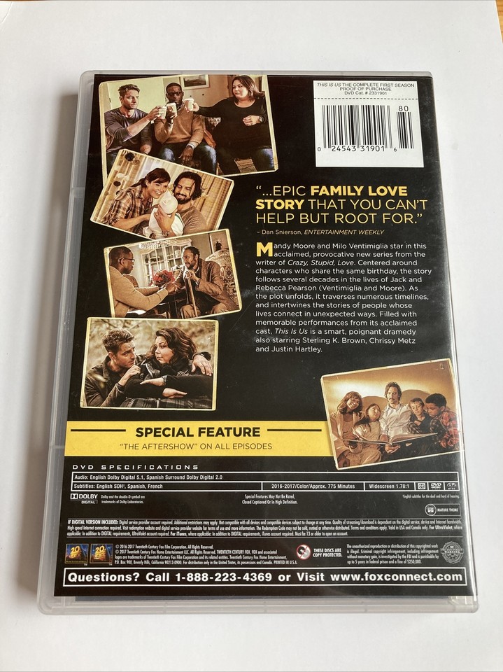 This Is Us The Complete First Season (2017) DVD 5 disc set 20th Century ...