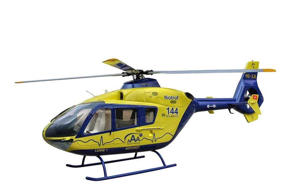 800 Yellow Blue T2 KIT EC-135 ARF 800 Size ARF Lions Air RC Helicopter ...