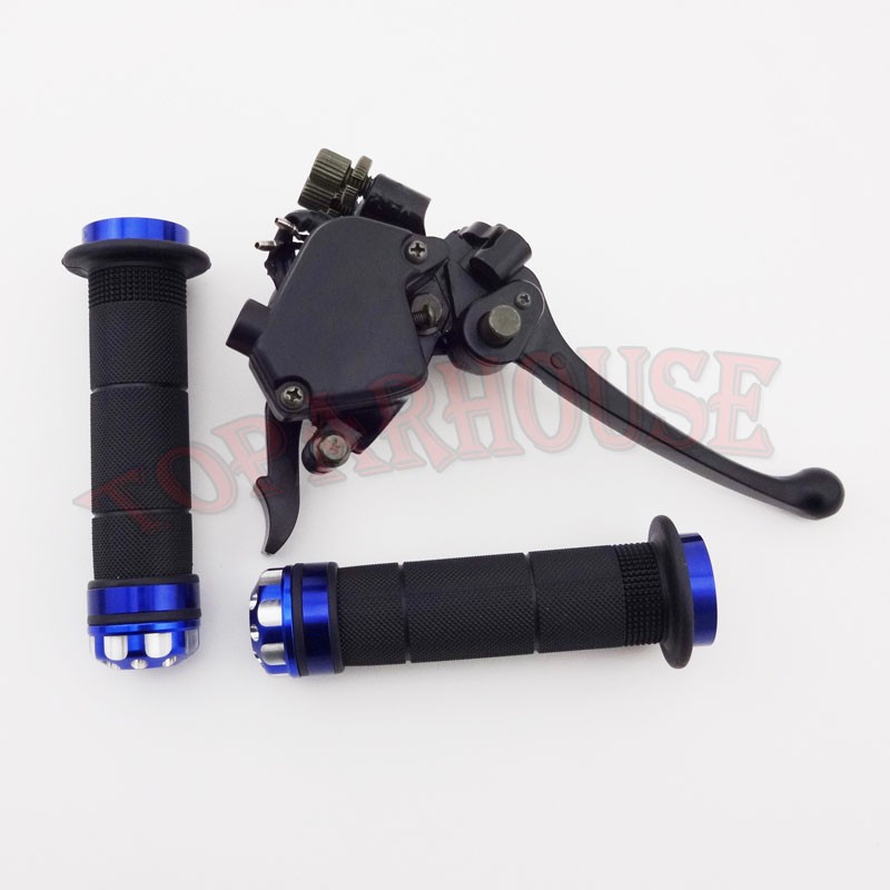 Thumb Throttle Brake Lever & Blue 7/8" Hand Grips For 50cc-250cc ATV ...